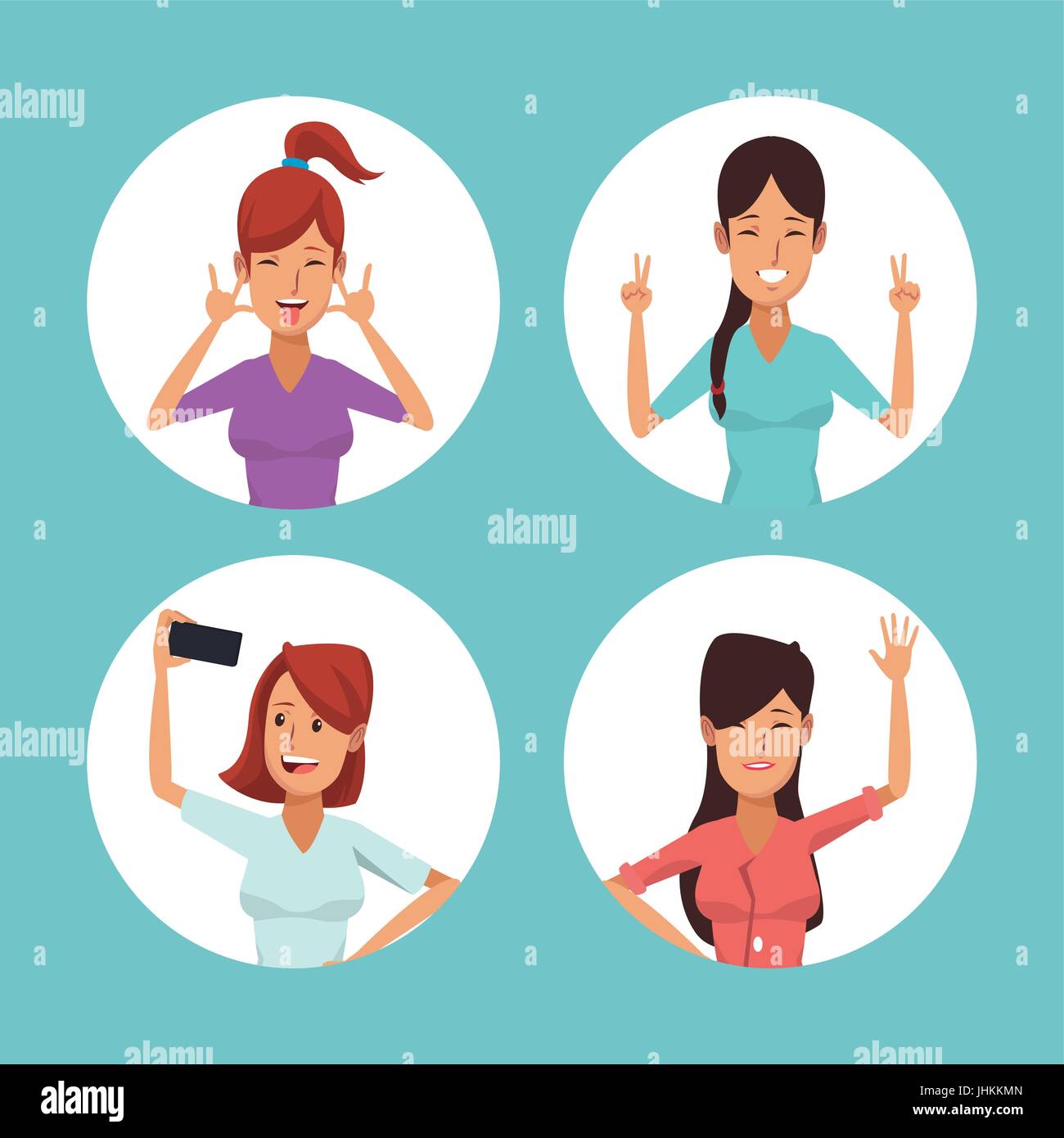 Group posing outdoors Stock Vector Images - Alamy