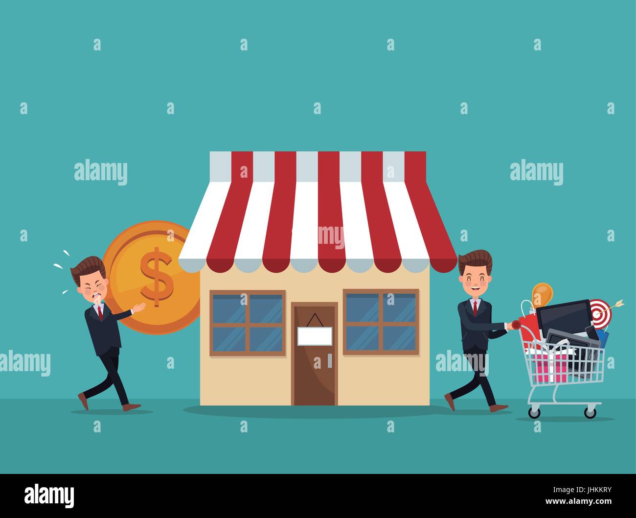 color background scene of businessman carrying a coin and sequence ...