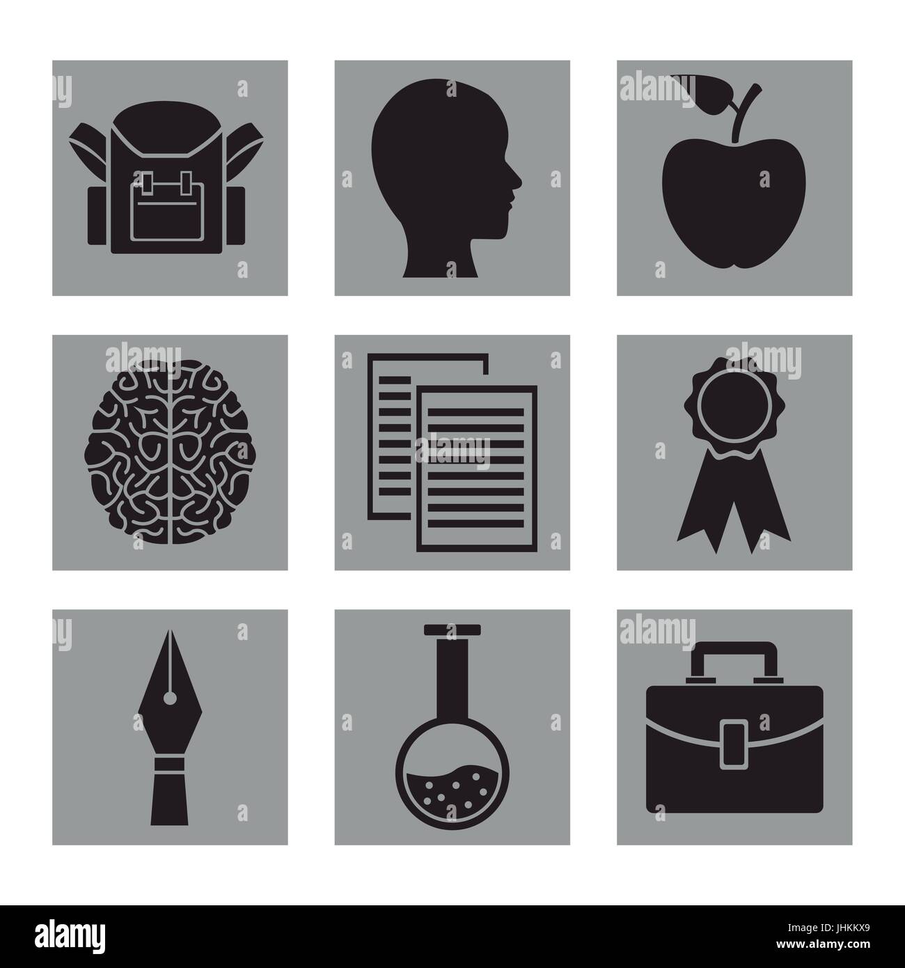 white background with square frame monochrome and icons academic ...