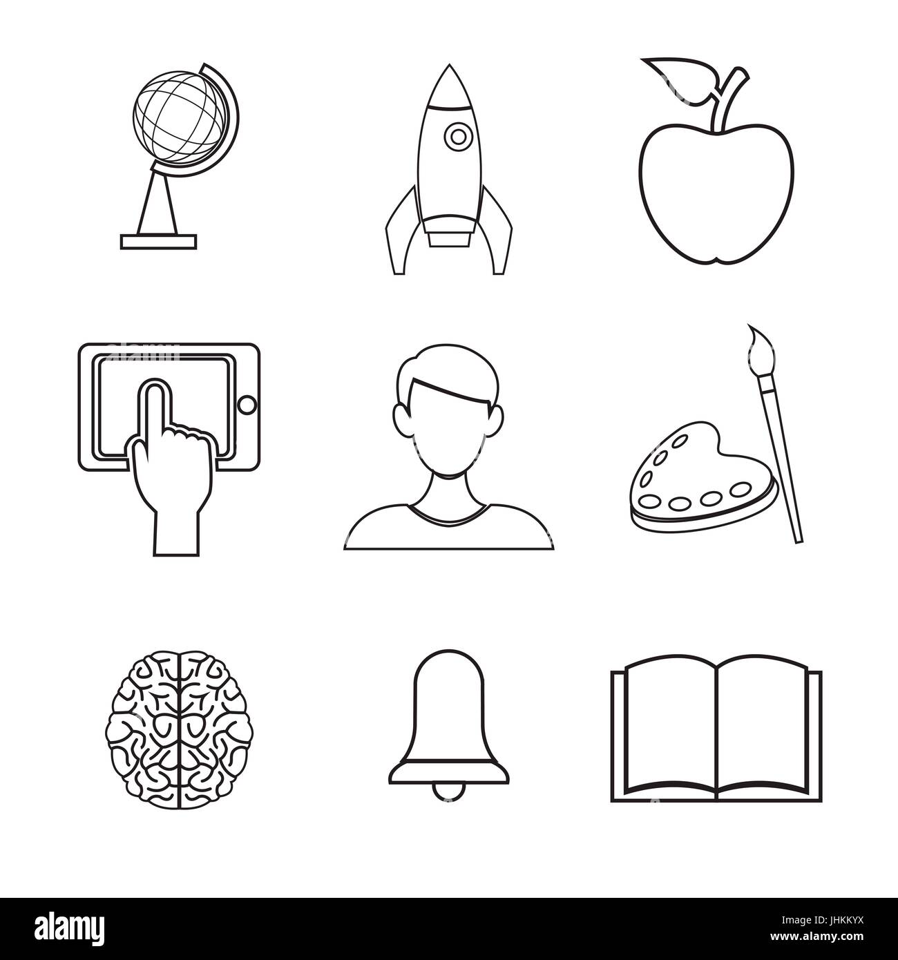 white background with silhouette icons academic knowledge Stock Vector ...