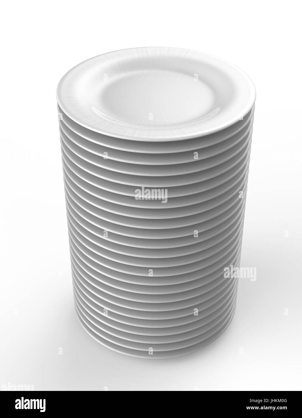 3d rendering stack of white dishes Stock Photo - Alamy
