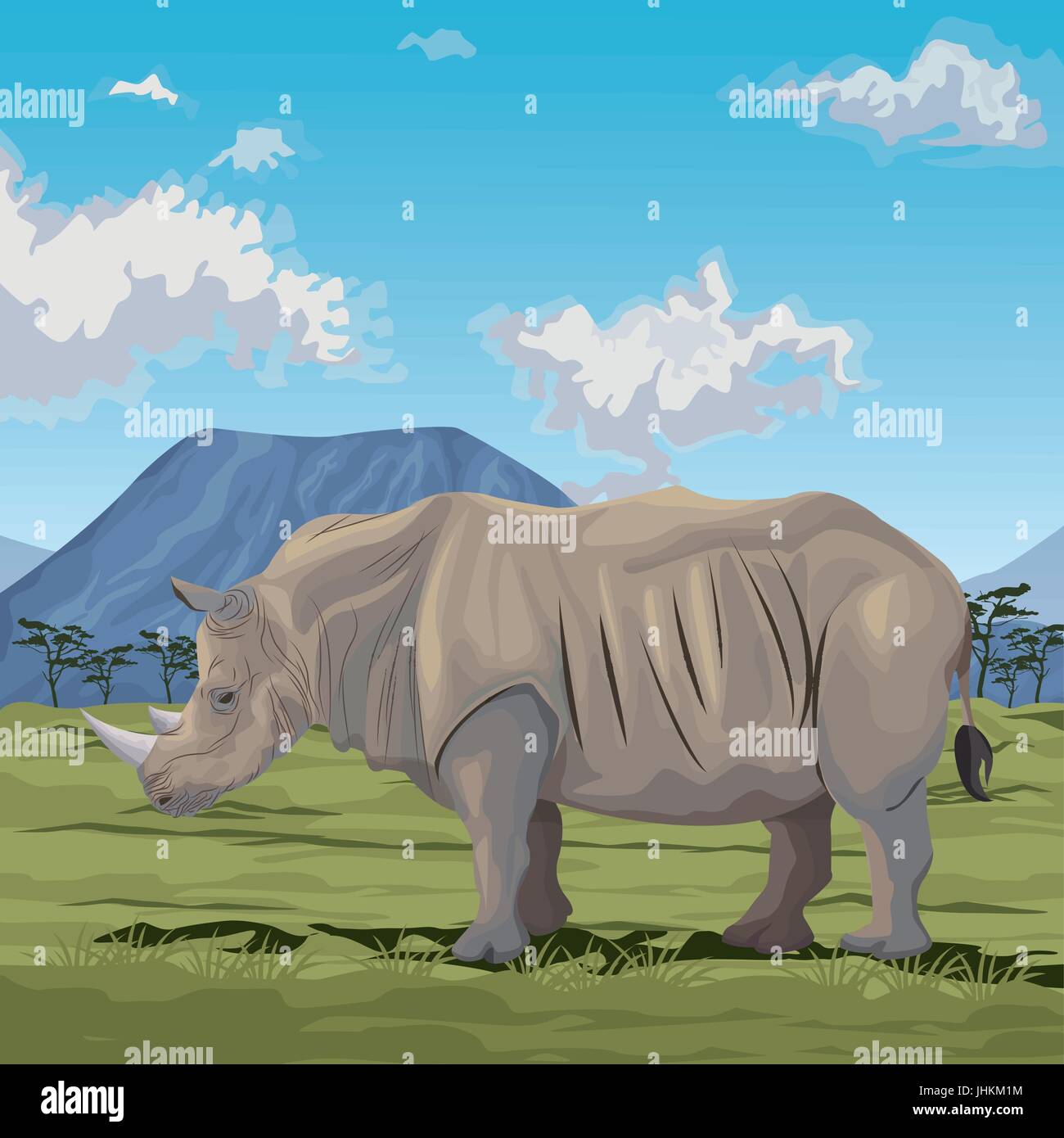 Rhino landscape Stock Vector Images - Alamy