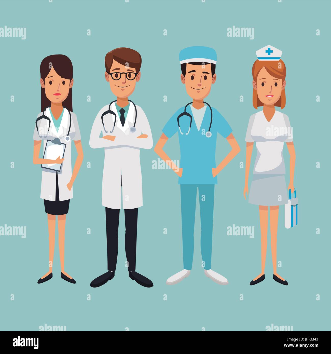 color background hospital medical staff team doctors Stock Vector Image ...