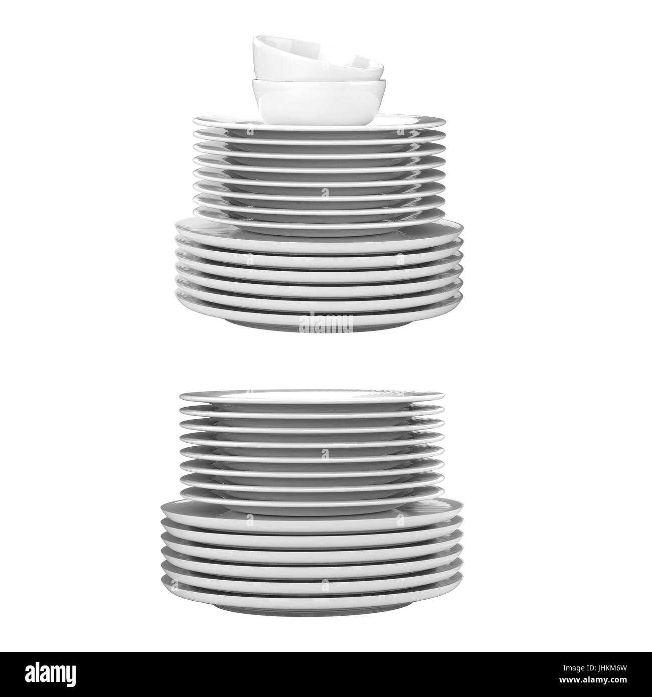 3d rendering stack of white dishes Stock Photo - Alamy