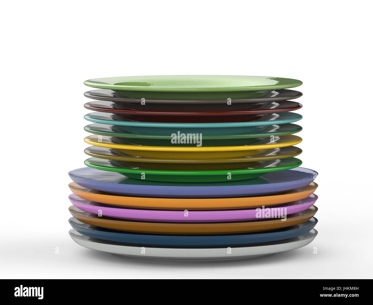 3d rendering stack of colorful dishes Stock Photo - Alamy