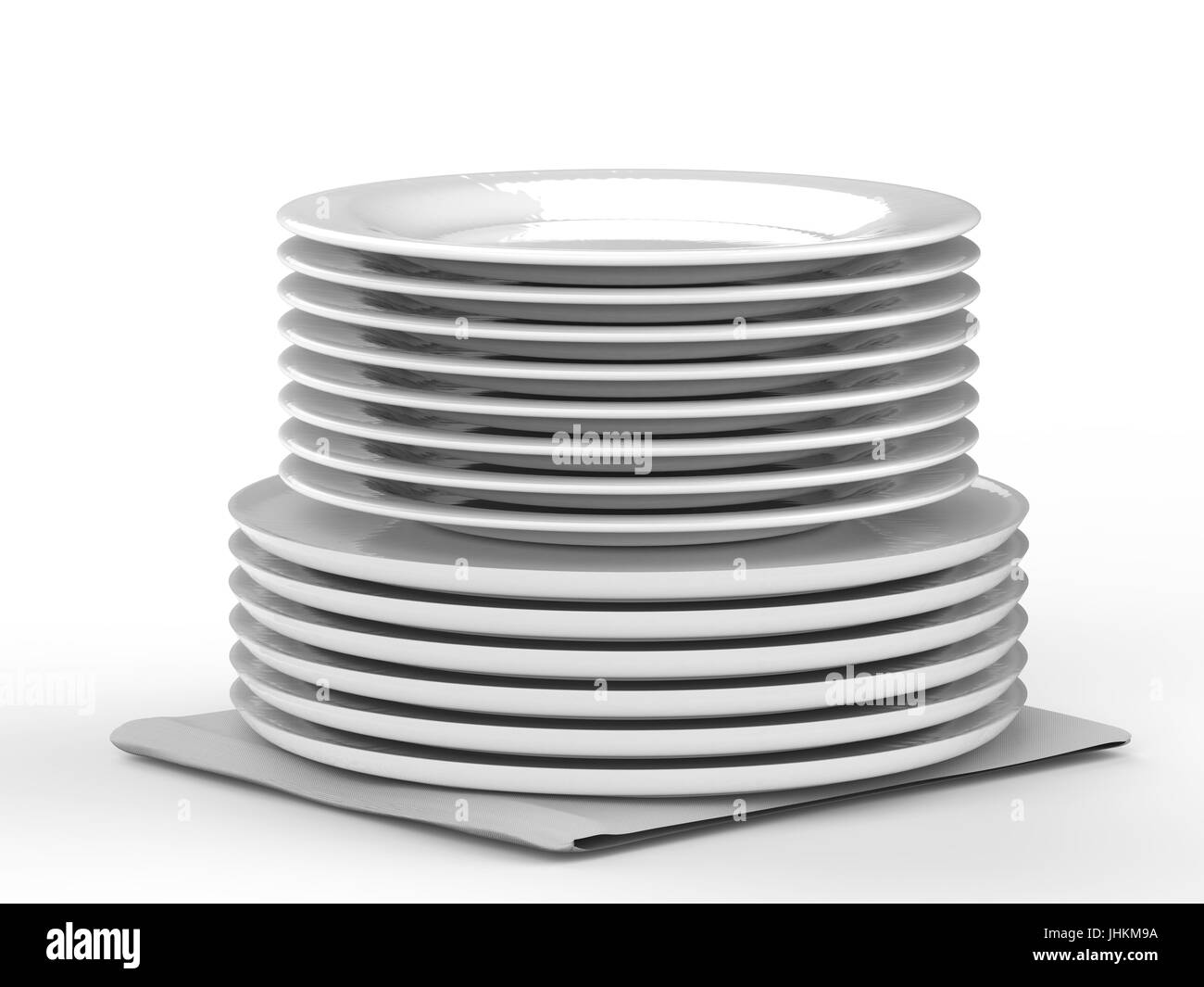 3d rendering stack of white dishes Stock Photo - Alamy