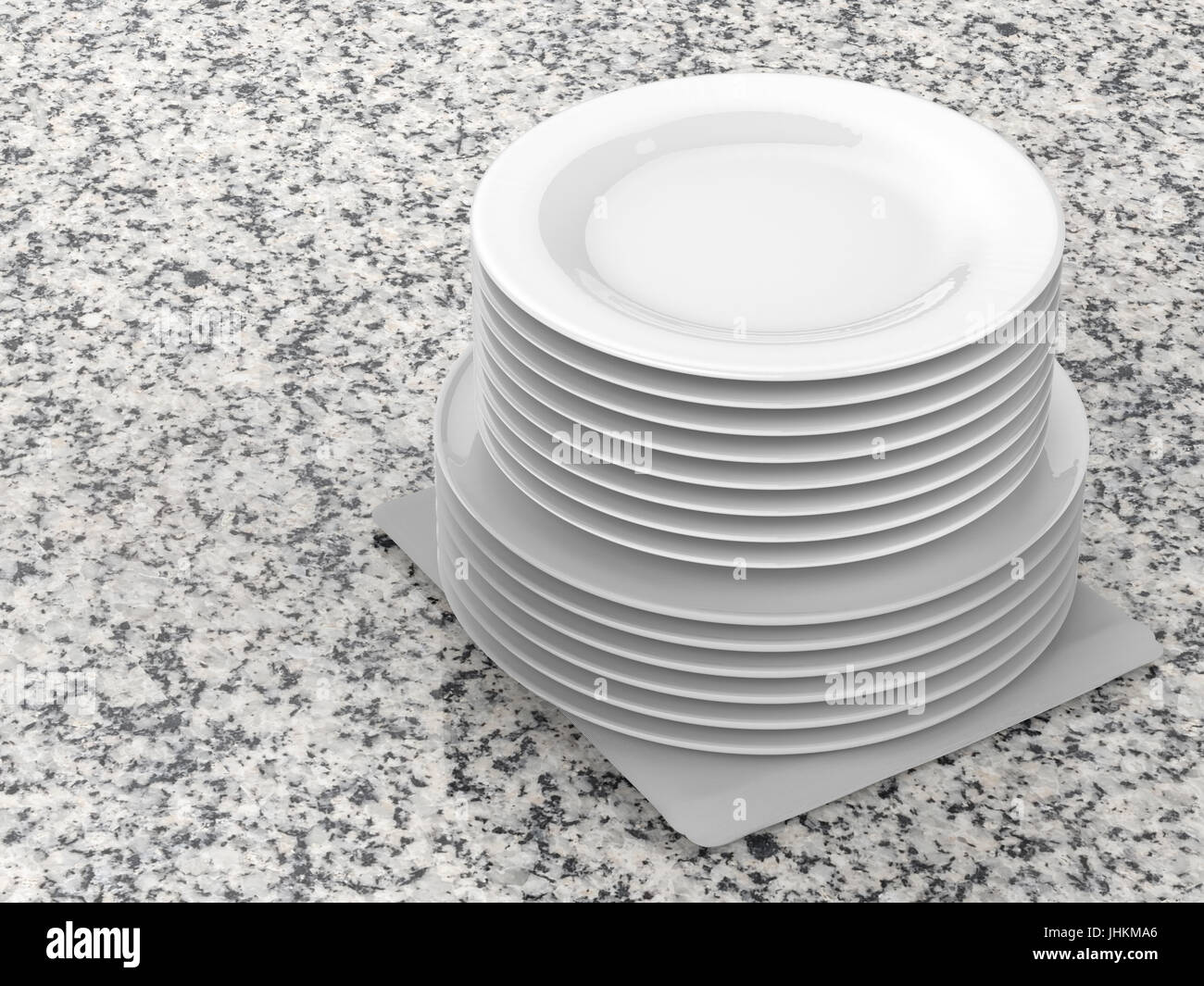 3d rendering stack of white dishes Stock Photo - Alamy