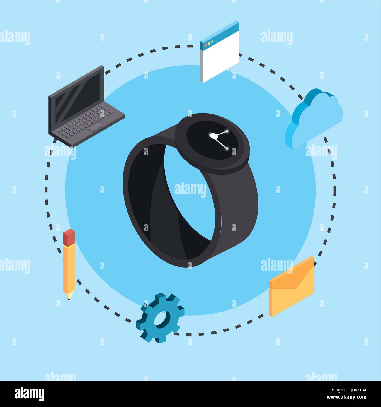 smartwatch technology with data services connect Stock Vector Image ...