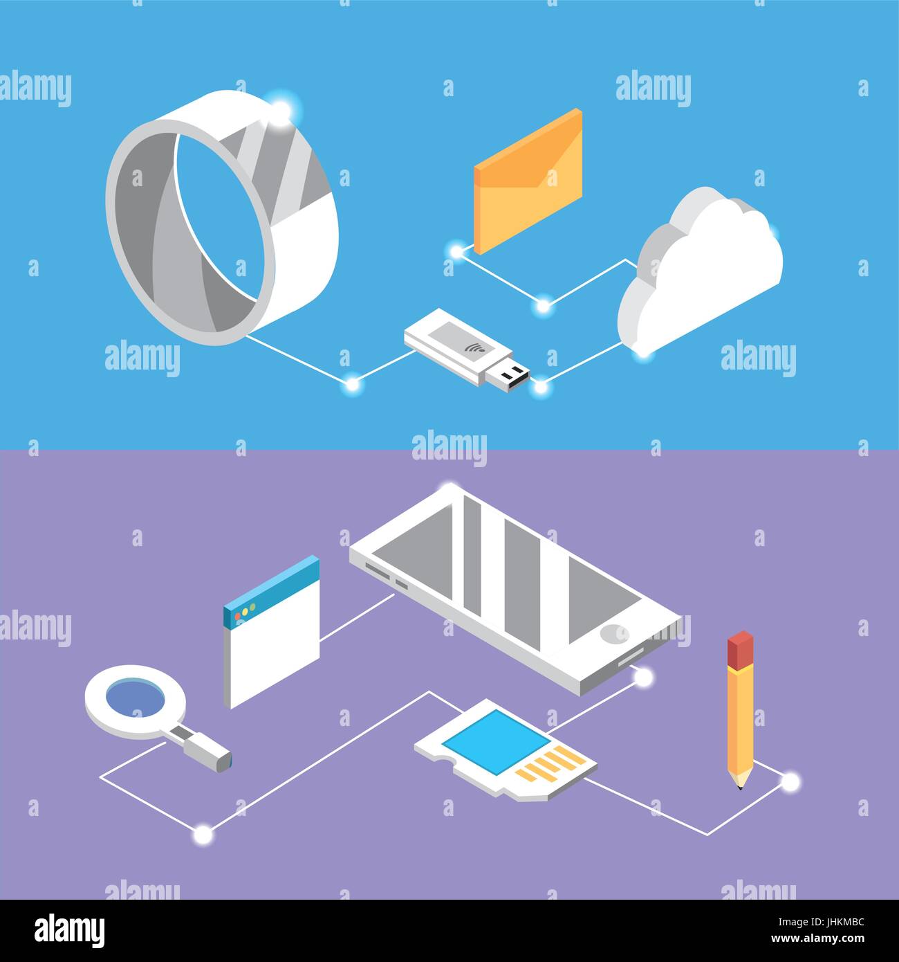 set technologies with data services connection Stock Vector Image & Art ...