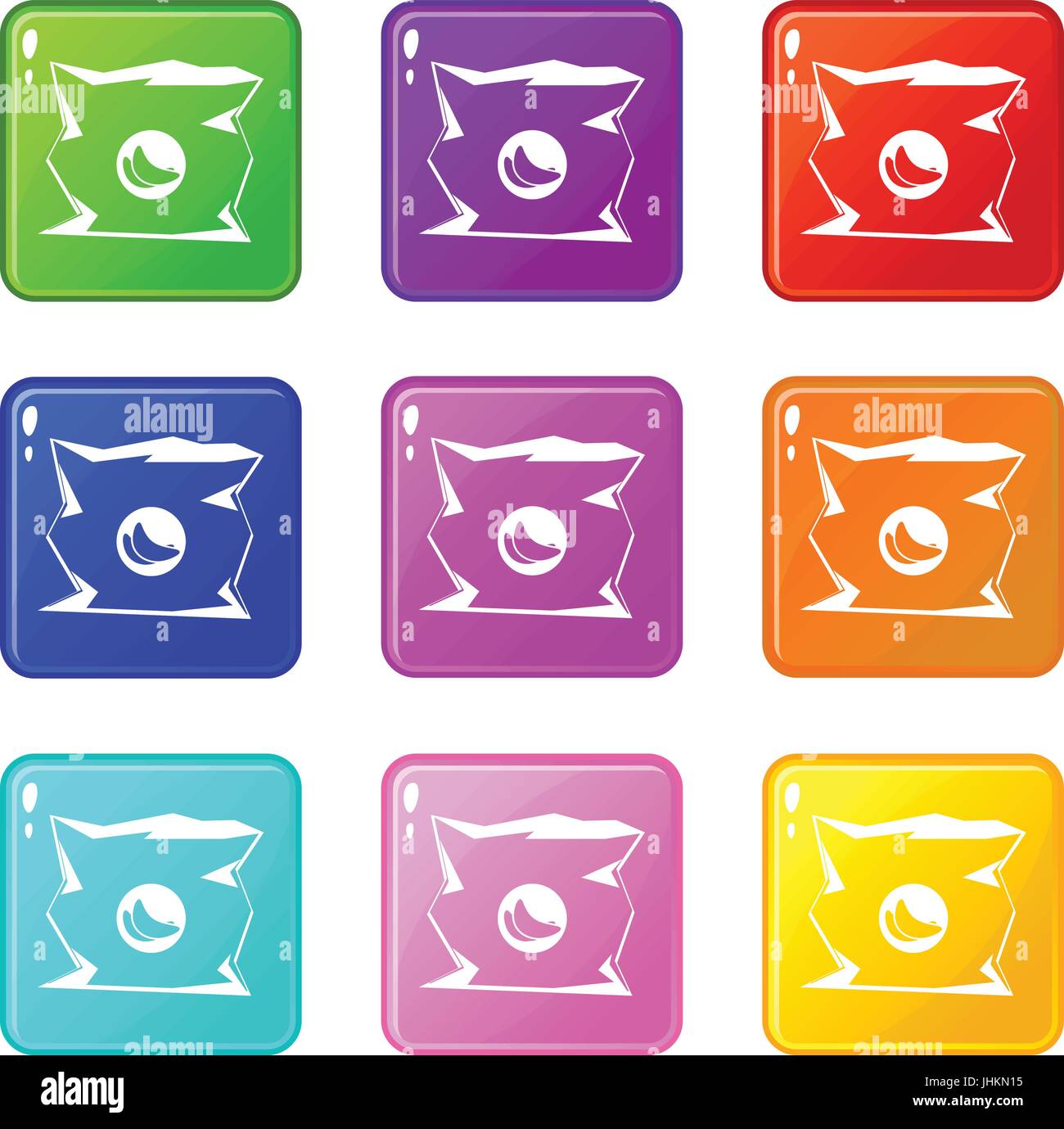 Crumpled bag of chips icons 9 set Stock Vector Image & Art - Alamy