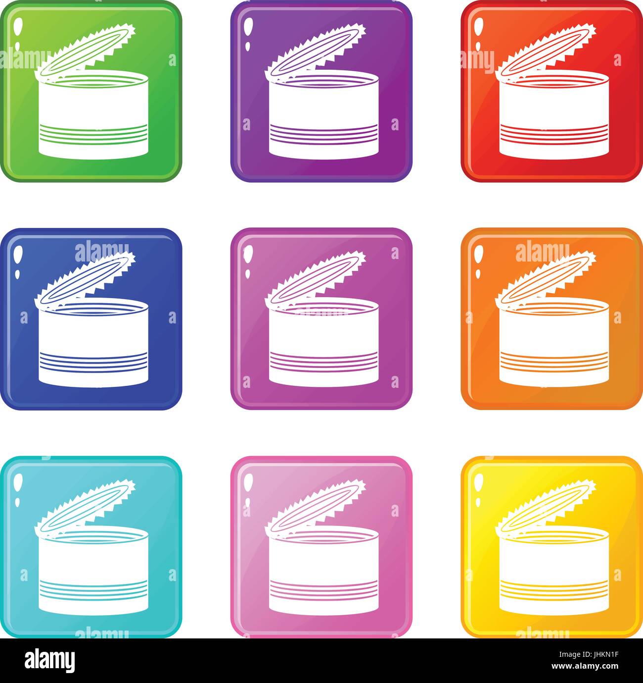 Open tin can icons 9 set Stock Vector Image & Art - Alamy