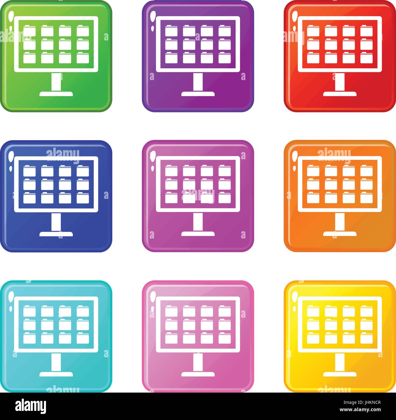 Desktop of computer with folders icons 9 set Stock Vector Image & Art ...