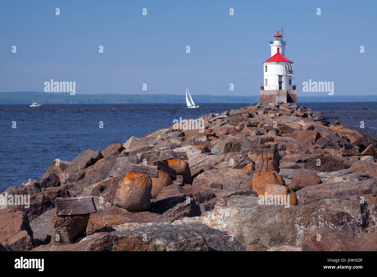 Wisconsin Point Lighthouse On Lake Superior Stock Photo - Alamy