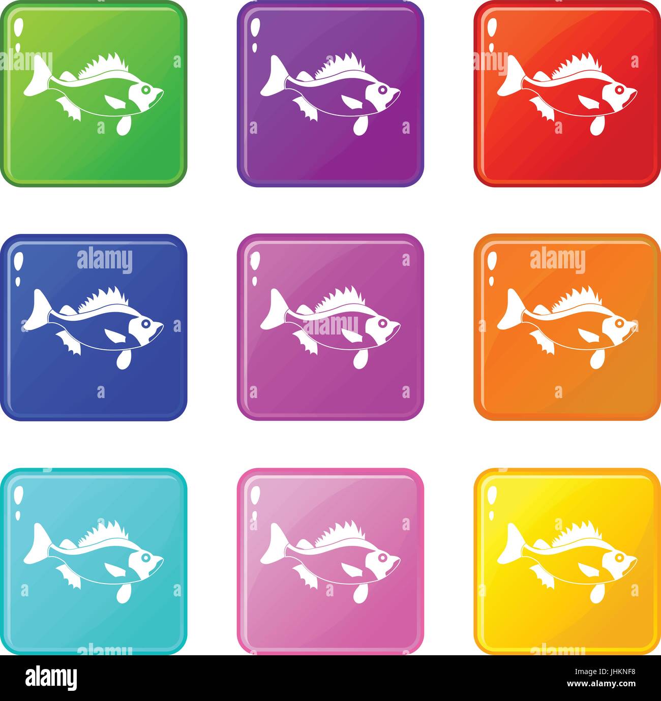 Fish icons 9 set Stock Vector Image & Art - Alamy