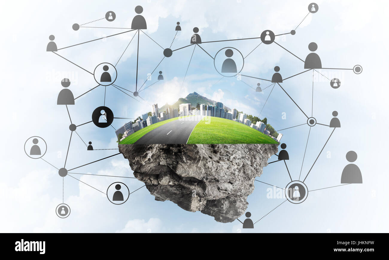 Concept of modern networking technologies and eco green construction ...