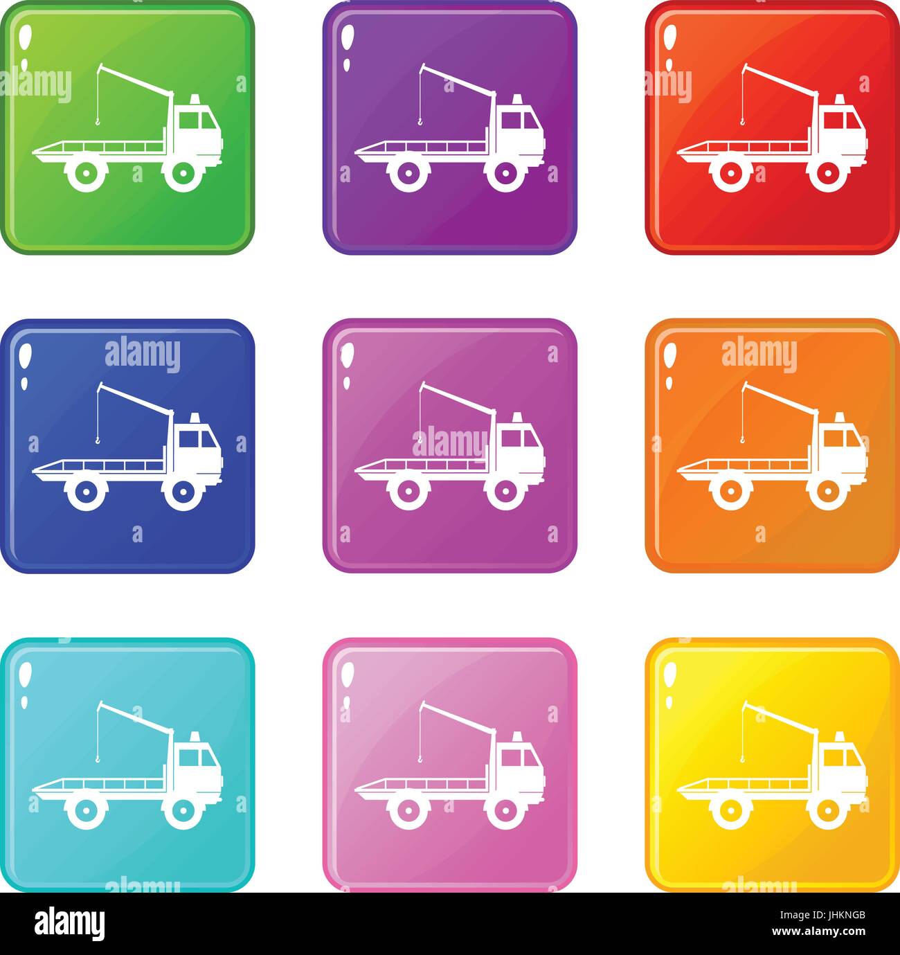 Car towing truck icons 9 set Stock Vector Image & Art - Alamy