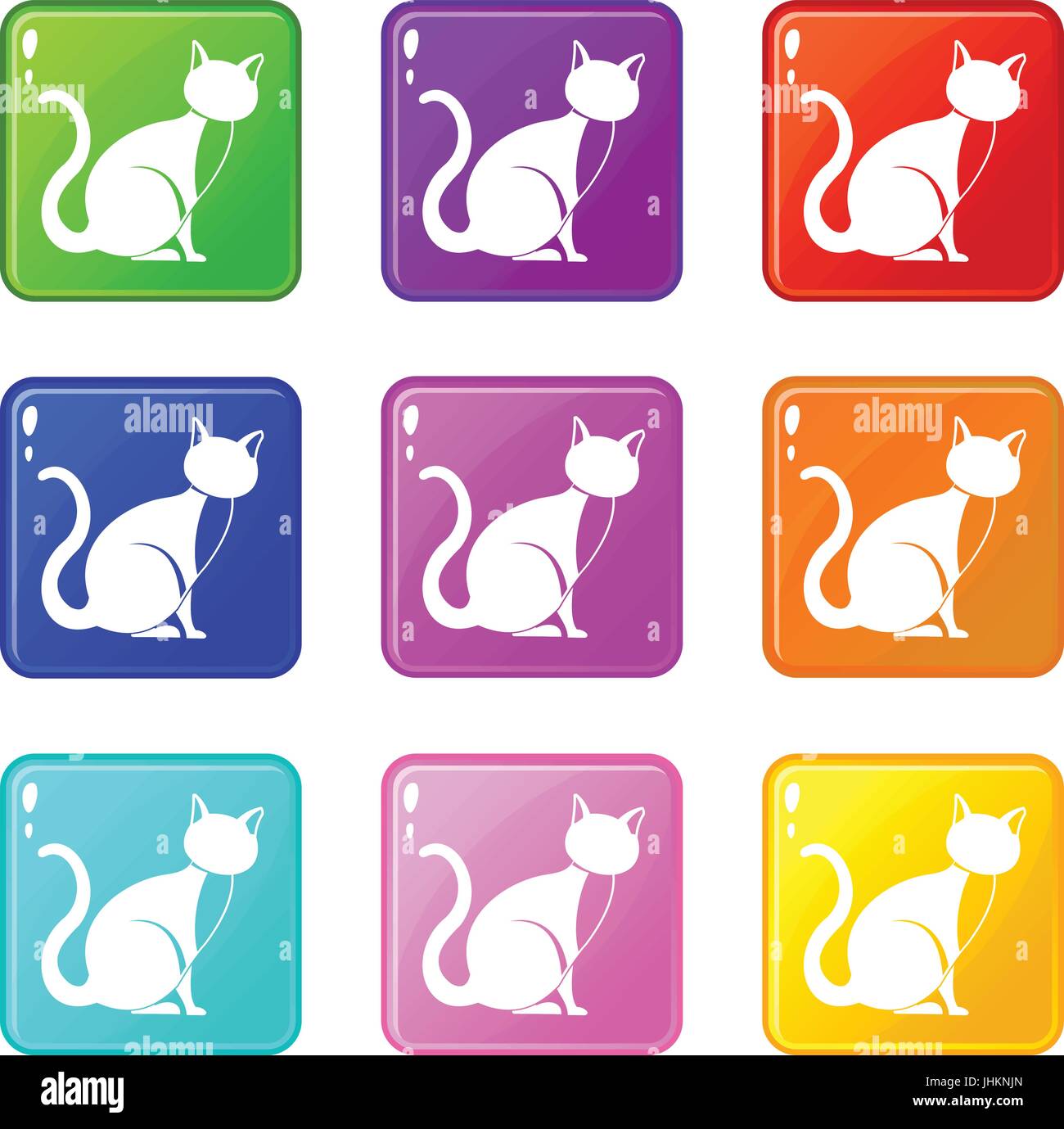 Black cat icons 9 set Stock Vector Image & Art - Alamy