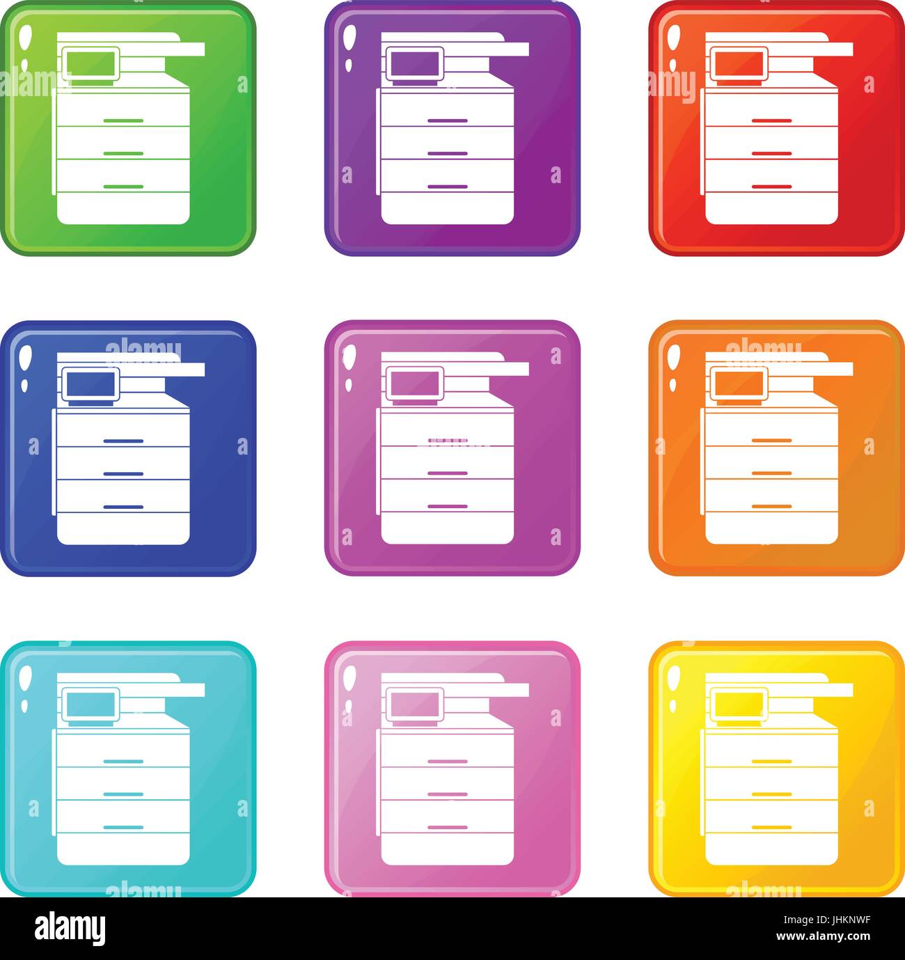 Multipurpose device, fax, copier and scanner icons Stock Vector Image ...
