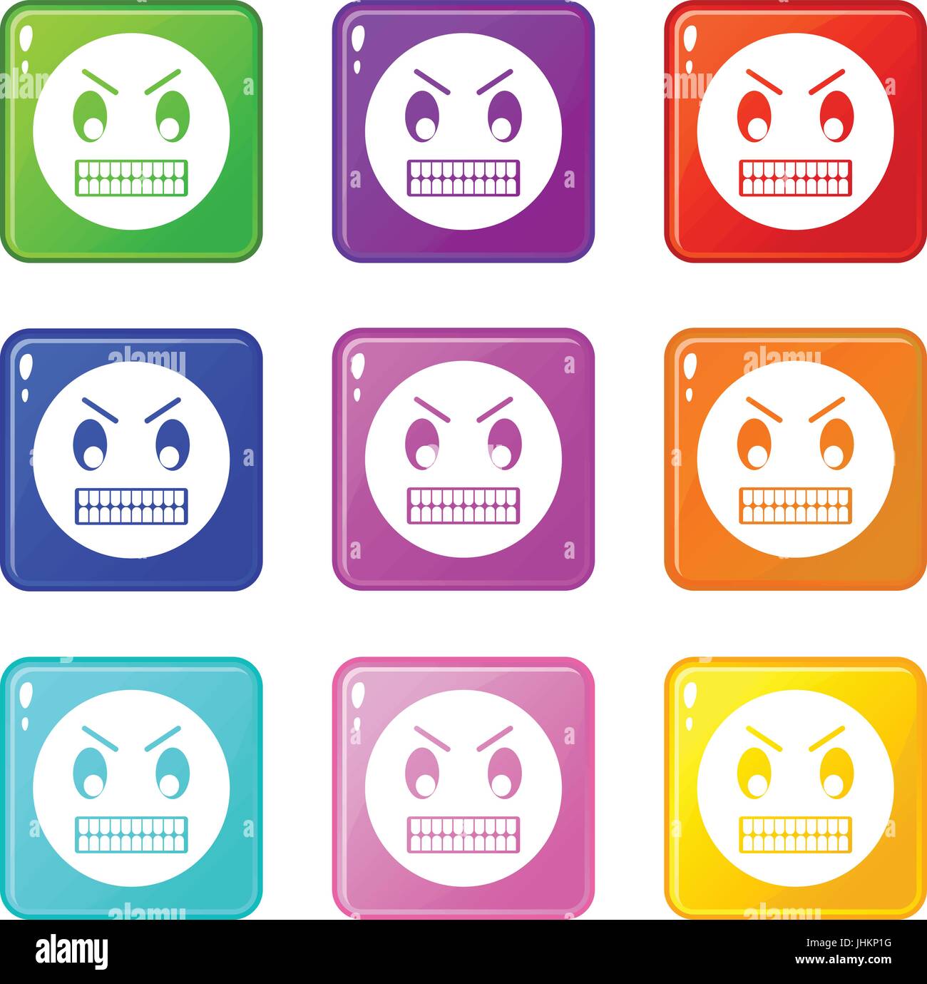 Angry emoticons 9 set Stock Vector Image & Art - Alamy