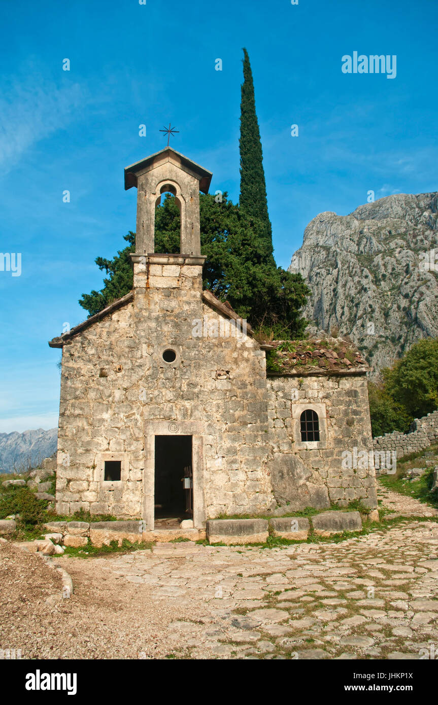 Medieval Chapel Of St Ivan In Mountains Kotor Montenegro Stock Photo