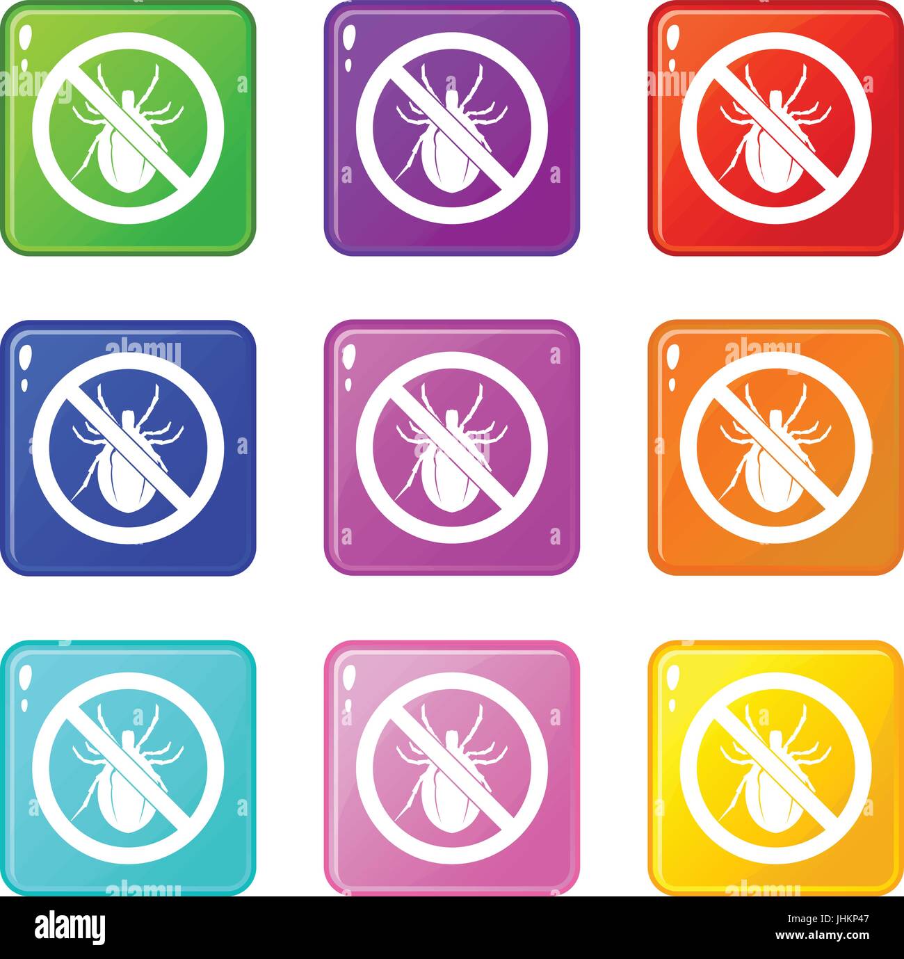 No bug sign icons 9 set Stock Vector Image & Art - Alamy