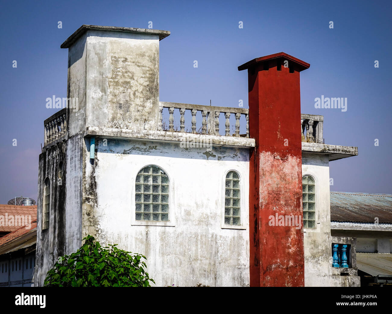 A brick house at downtown in Pyin Oo Lwin, Myanmar. The small town of ...