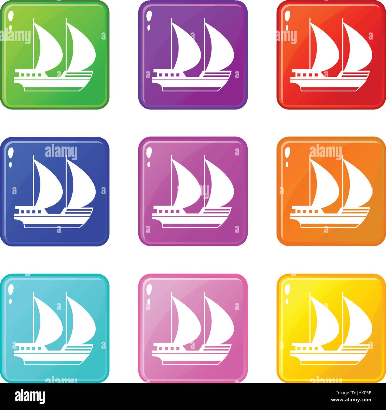 Big yacht icons 9 set Stock Vector Image & Art - Alamy