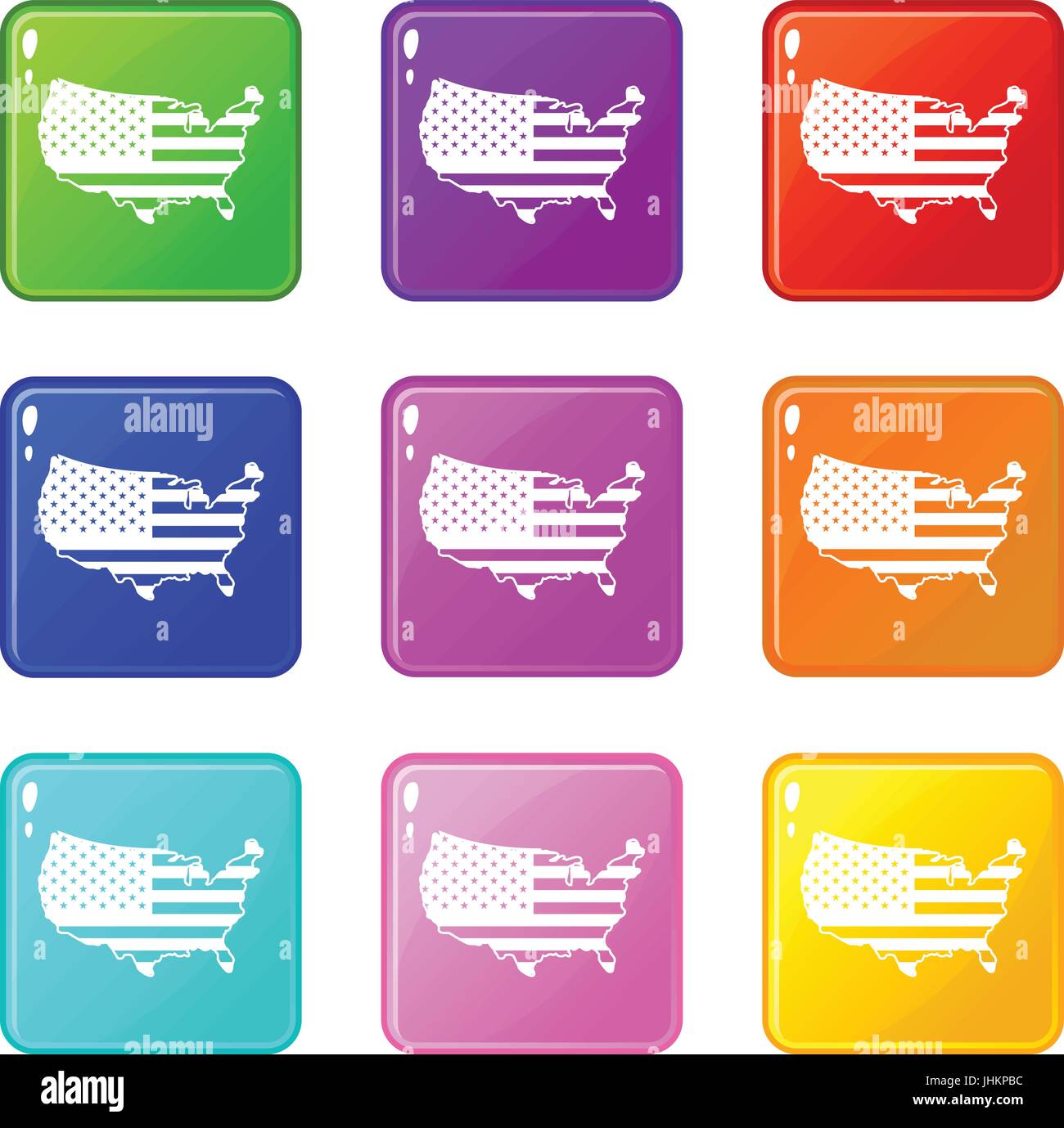 USA map icons 9 set Stock Vector Image & Art - Alamy