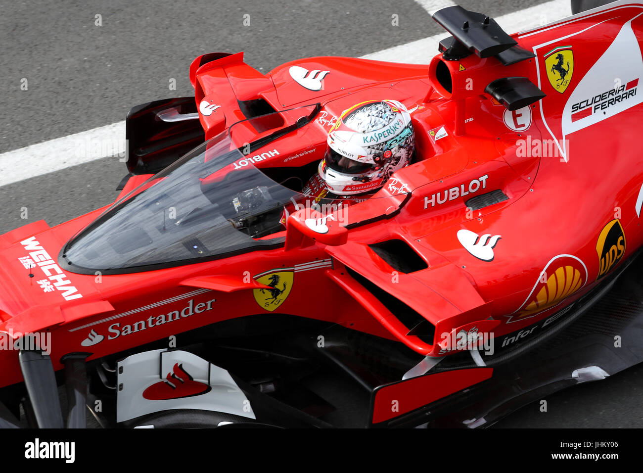 Ferrari's Sebastian Vettel during first practice of the 2017 British ...