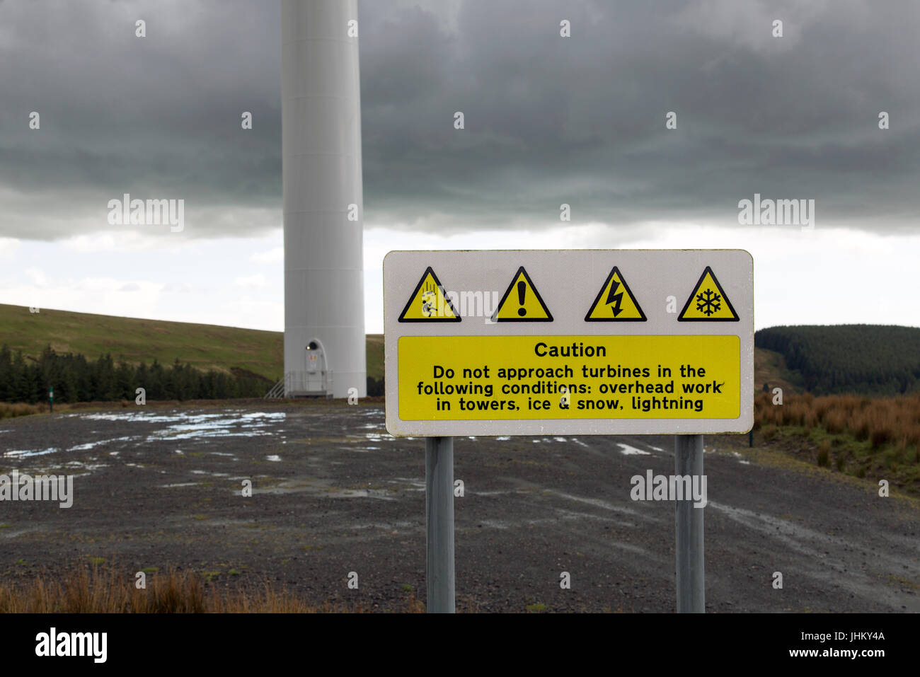 Wind Turbine - Warning Sign Stock Photo - Alamy