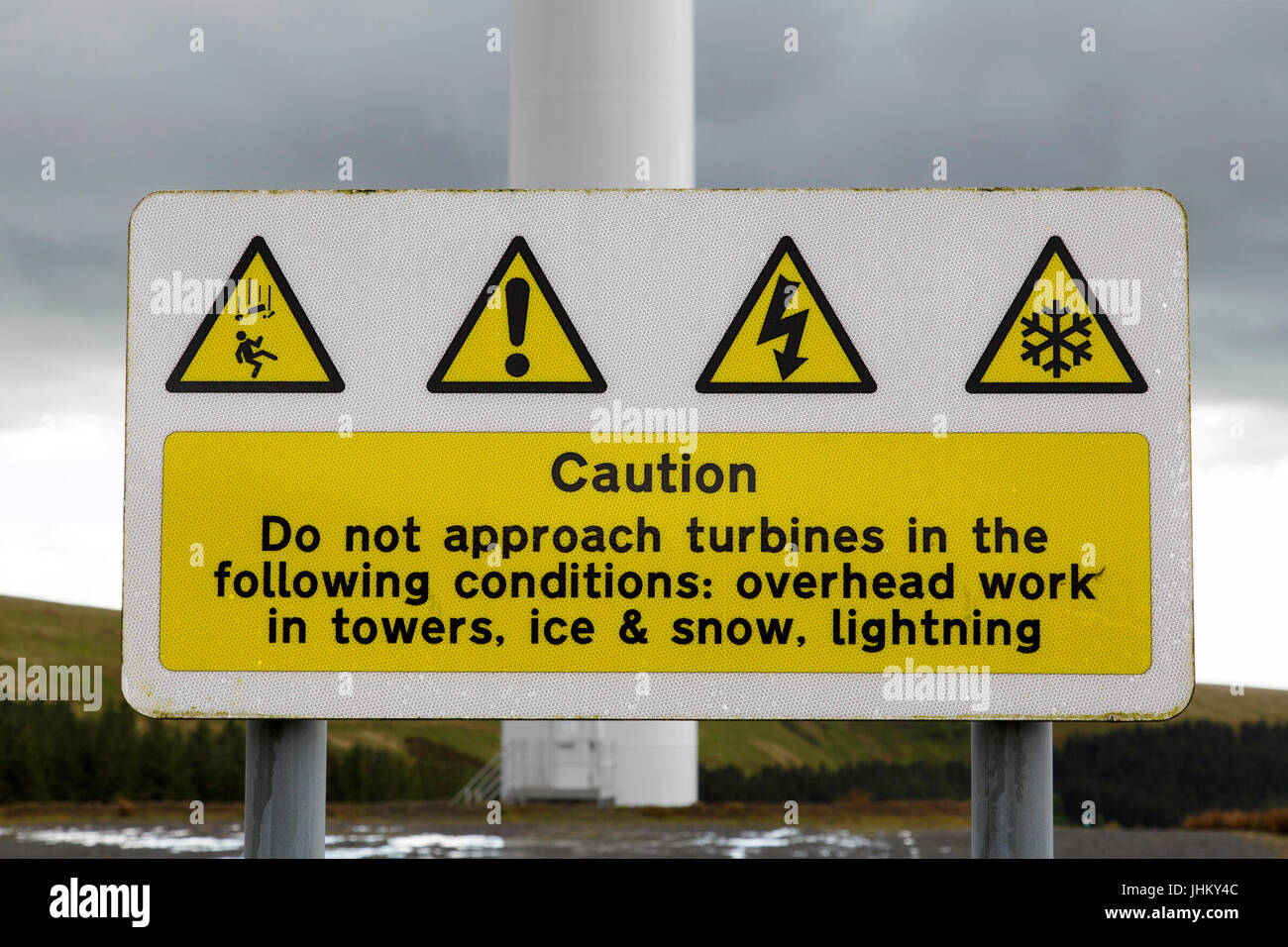 Wind Turbine - Warning Sign Stock Photo - Alamy