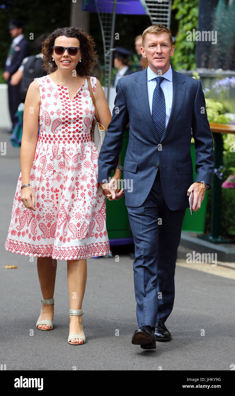 British astronaut Tim Peake (right) arrives with his wife Rebecca on ...