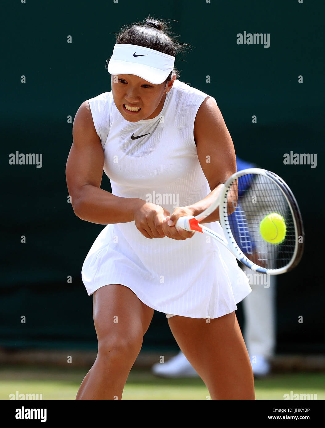 Claire Liu in action during the girls singles on day eleven of the ...