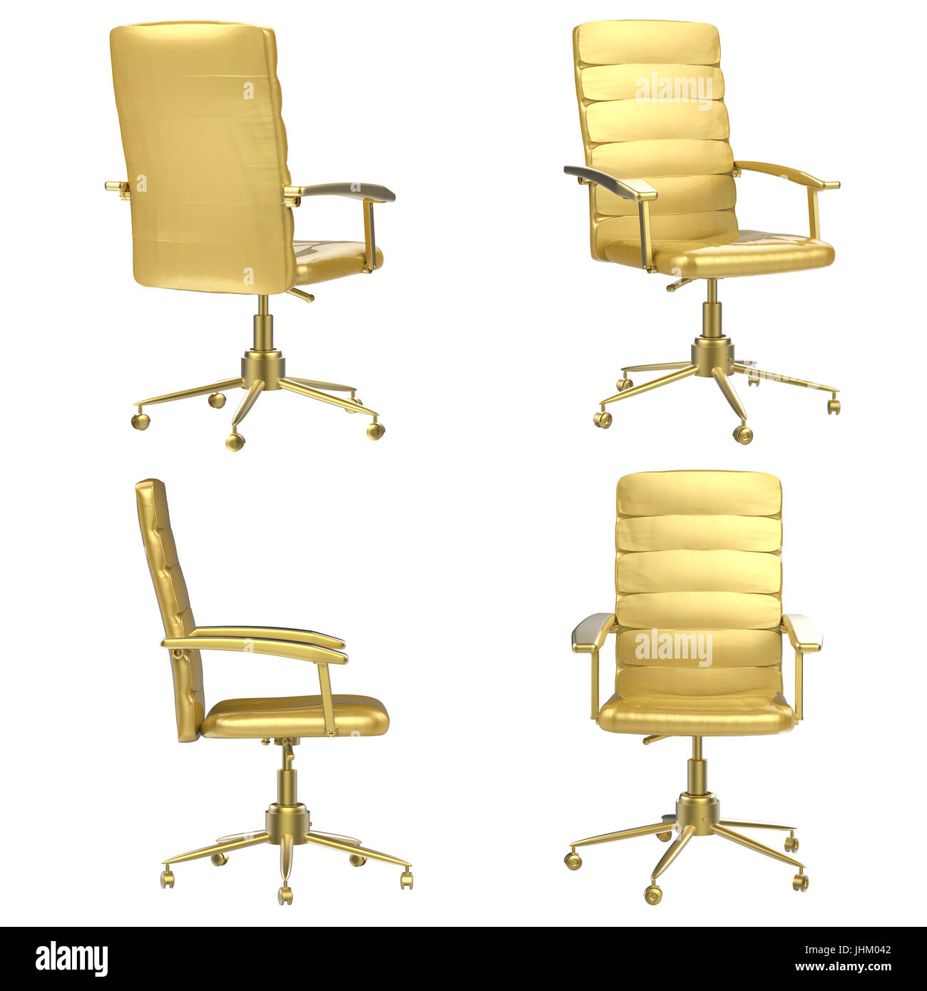 3d rendering golden office chair on white background Stock Photo - Alamy