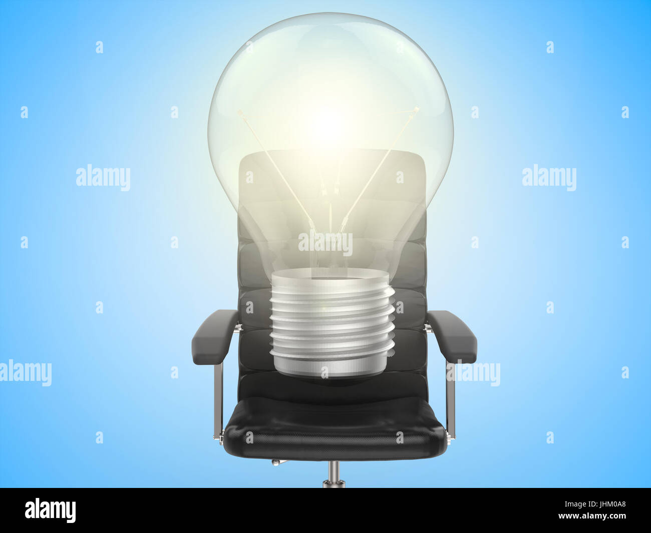3d rendering light bulb on office chair Stock Photo - Alamy