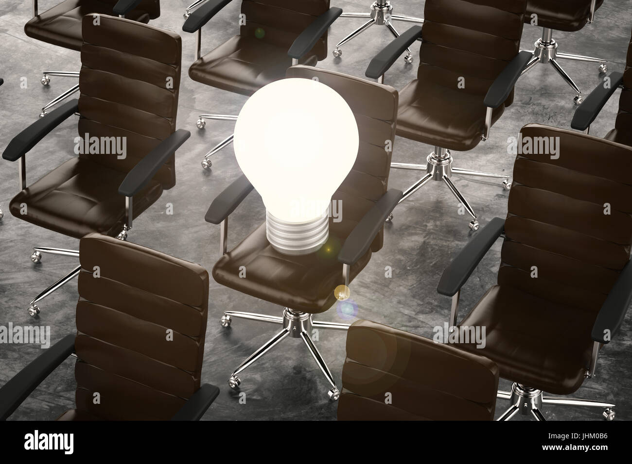 3d rendering light bulb on office chair Stock Photo - Alamy