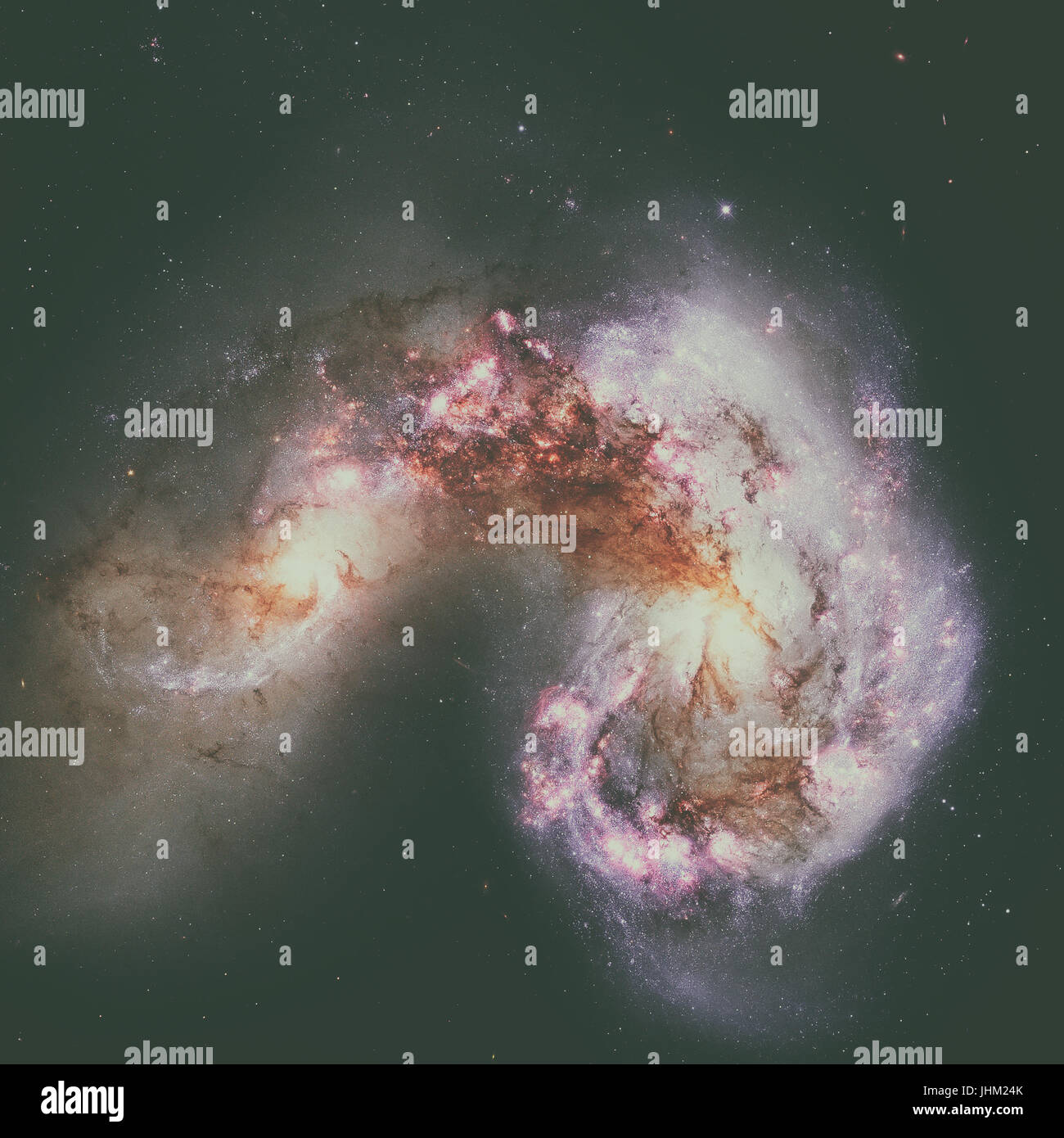 Antennae galaxies in the constellation corvus hi-res stock photography ...