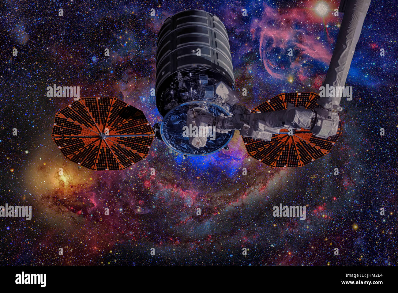 Cargo spacecraft - The Automated Transfer Vehicle over spiral galaxy ...