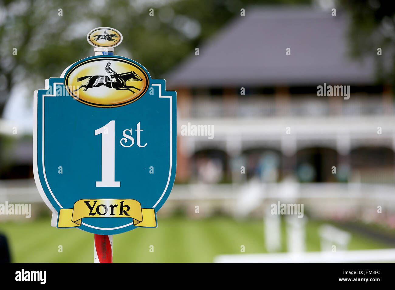1st place signage at York during day one of the John Smith's Cup ...