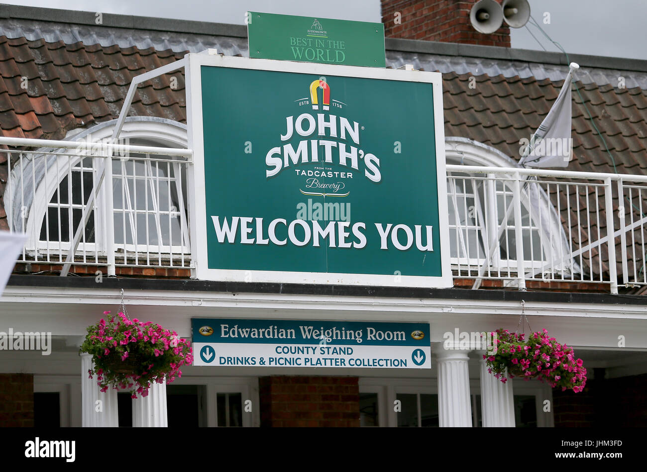 General view of signage during day one of the John Smith's Cup Meeting ...
