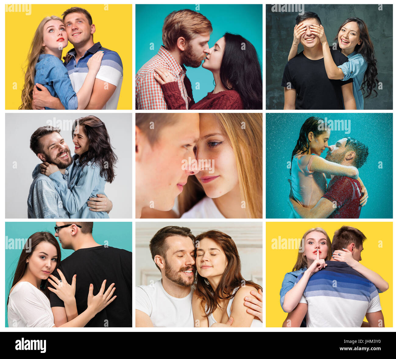 The collage of images of smiling couples Stock Photo - Alamy