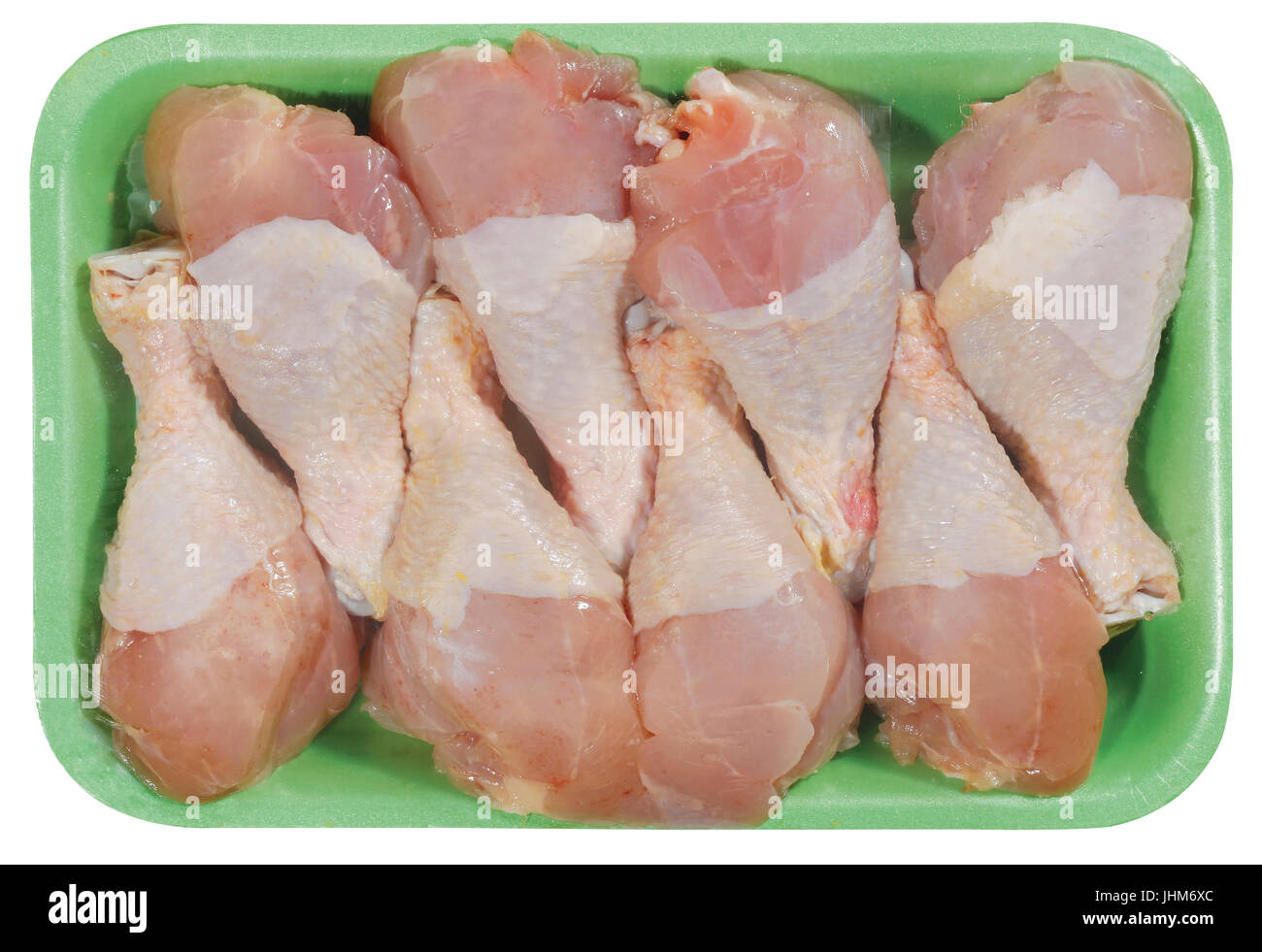 raw chicken meat in plastic tray isolated on white background Stock ...
