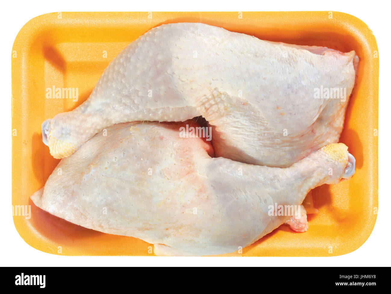 raw chicken meat in plastic tray isolated on white background Stock ...
