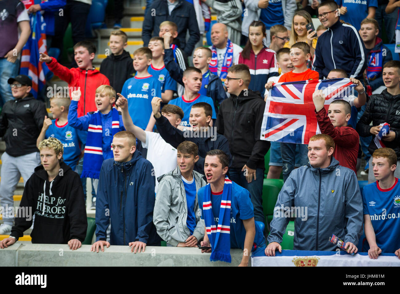 *EDITORS NOTE GESTURE* Linfield fans before the UEFA Champions League ...