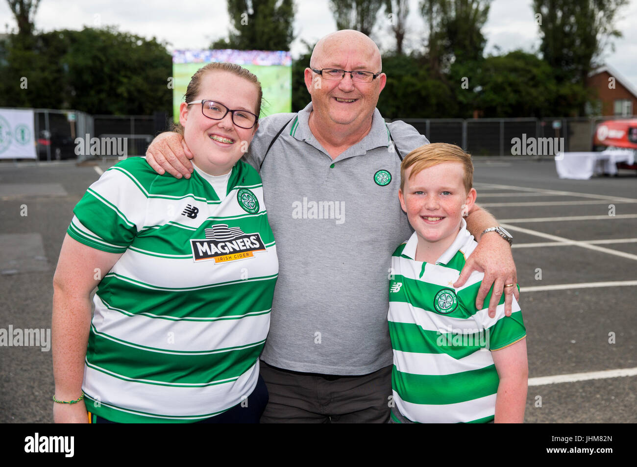 Celtic fans Seamus Costello (centre) with his daughter Shona and son ...