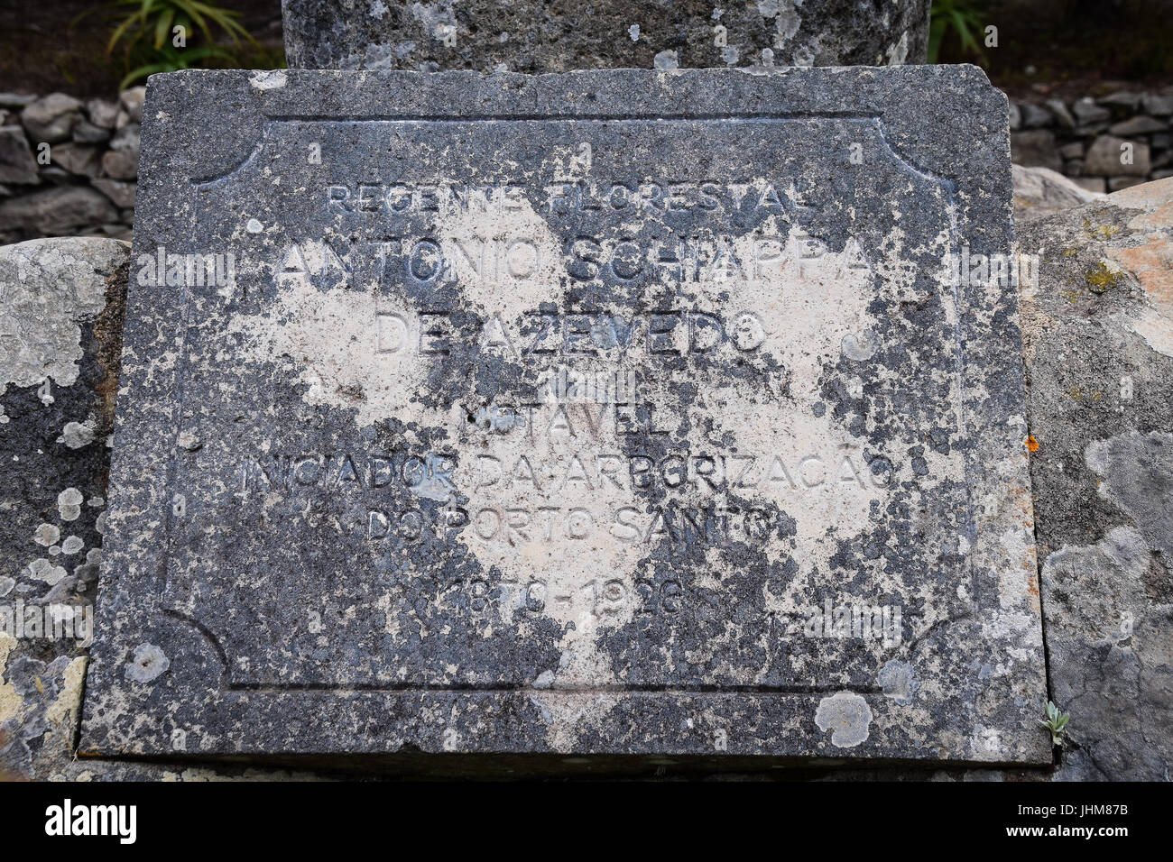 Statue of Antonio Schiappa de Azevedo at the peak of Pico do Castelo ...