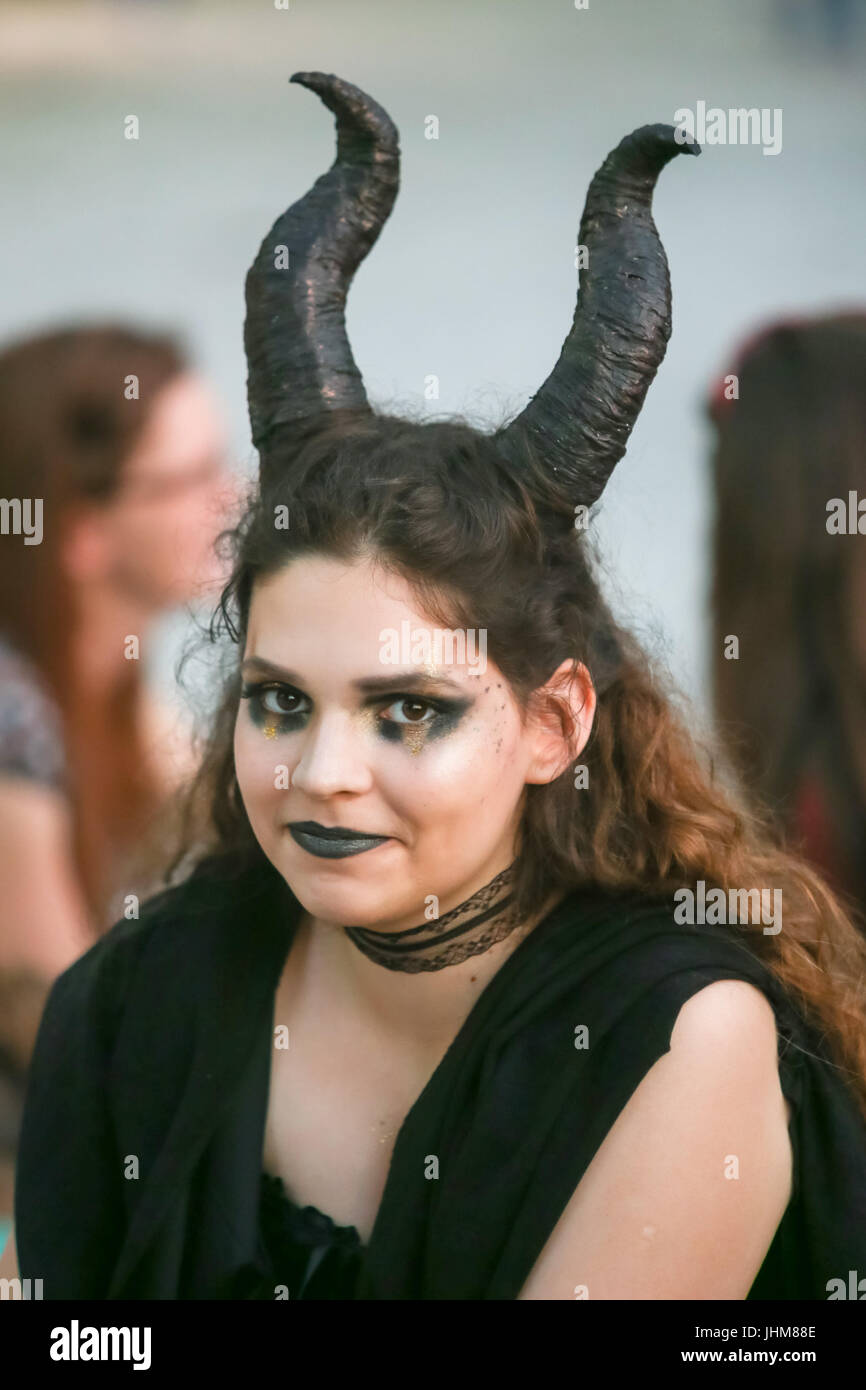 LUKAVEC, CROATIA - MAY 27, 2017 : Woman dressed as witch on the ...