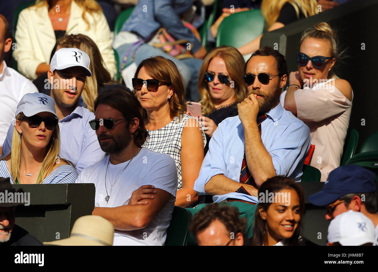 Carole Middleton, her son James Middleton and Bradley Cooper (front) on ...