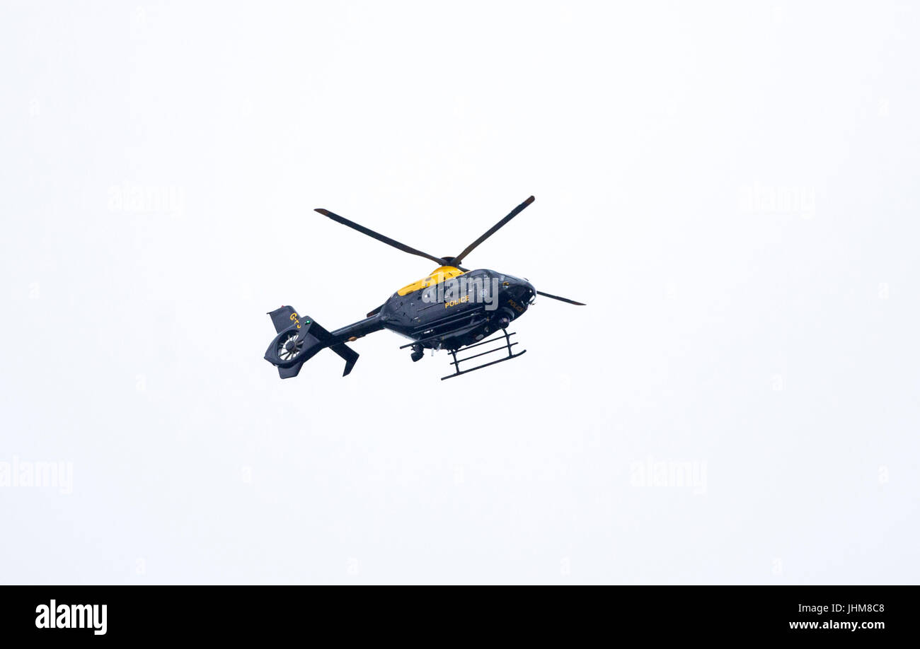 A PSNI helicopter flying over Windsor Park during the UEFA Champions ...