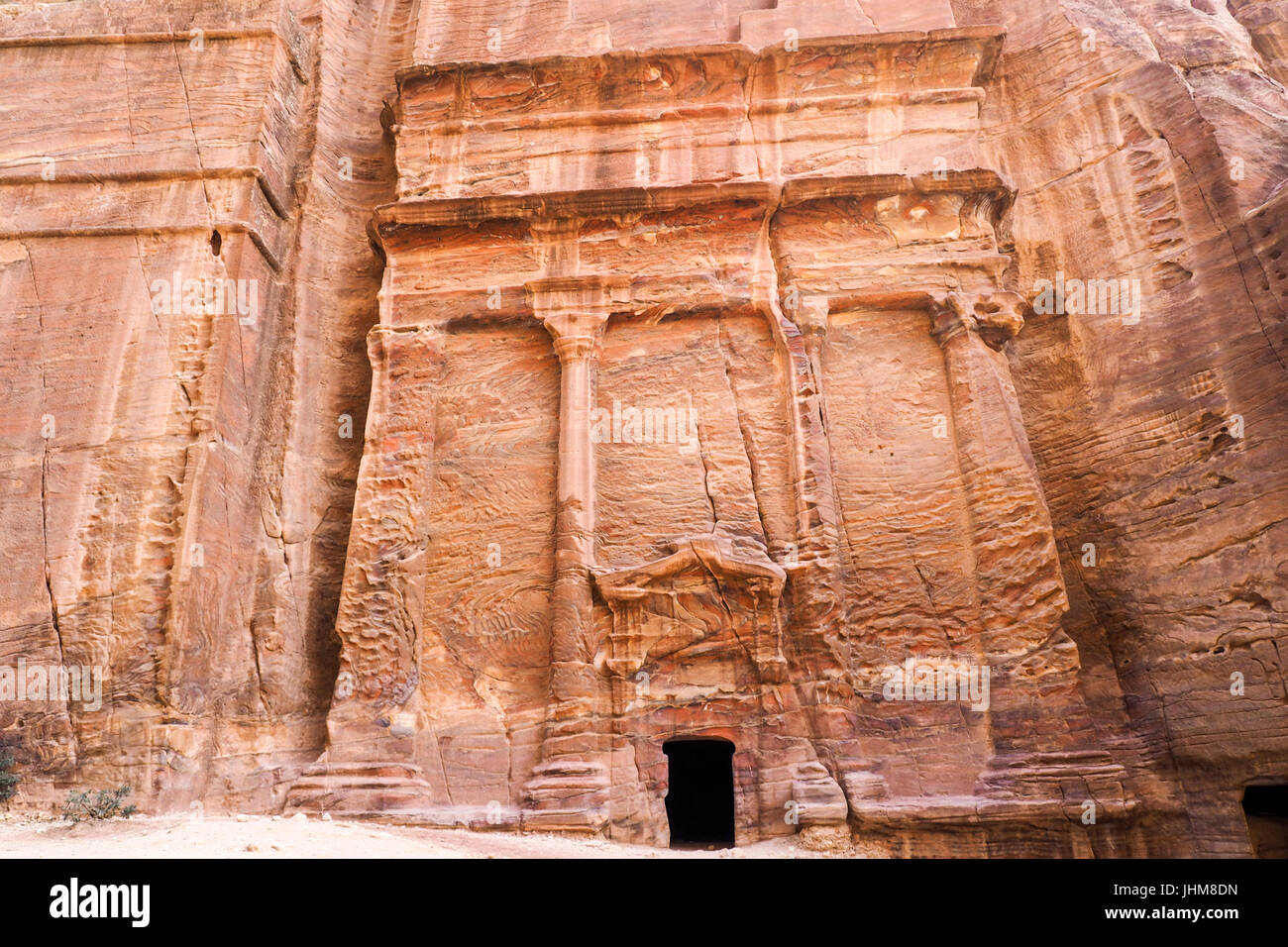 Ancient Nabataean ruins carved into the cliffs of Petra, Jordan Stock ...